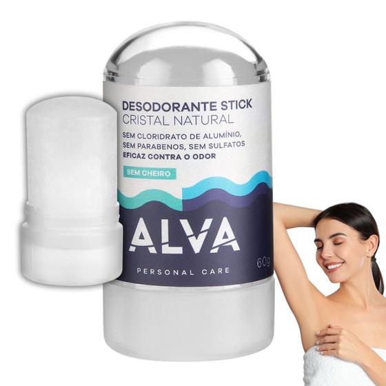 Desodorante em Pedra Cristal Stick Alva 60g Natural Sem Aluminio ...