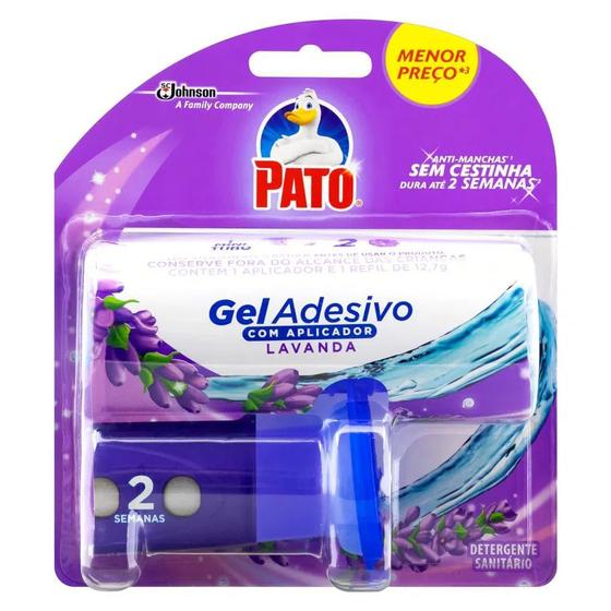 Desodorizador Sanitário Pato Gel Adesivo Aplicador + Refil Lavanda 2 ...