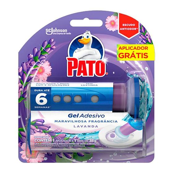 Desodorizador Sanitário Pato Gel Adesivo Lavanda 38g Ganhe Aplicador ...