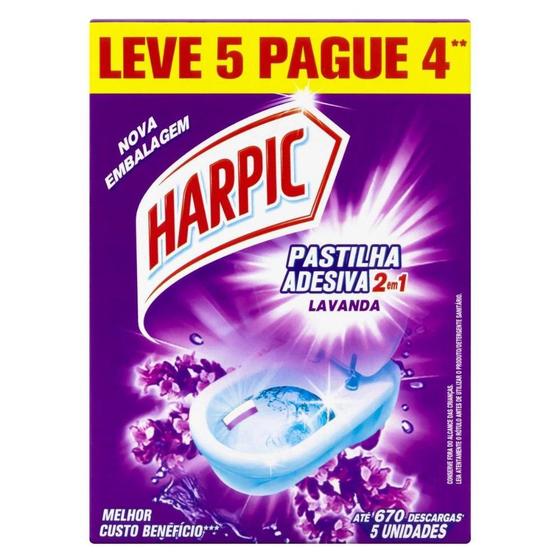 Detergente Sanitário Pastilha Adesiva Lavanda Harpic Leve 5 Pague 4 ...