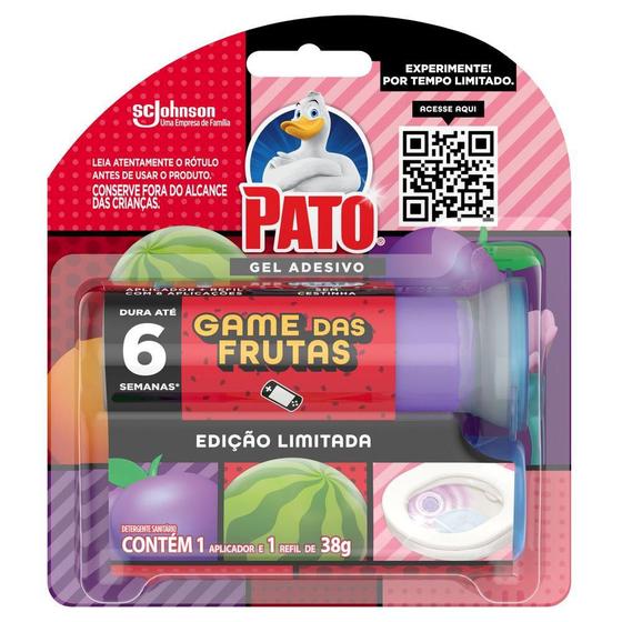 Detergente Sanitário Pato Gel Adesivo Game das Frutas com Aplicador e ...