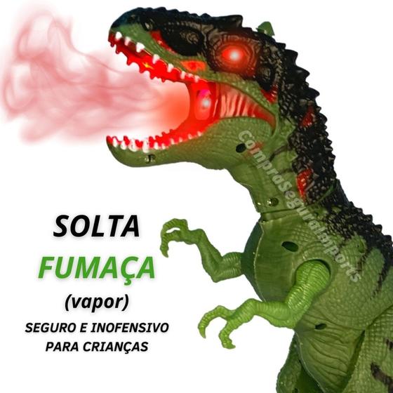 Dinossauro rex Solta Fumaça Bota Ovo Anda Emite Som E Luz - fun t-rex ...
