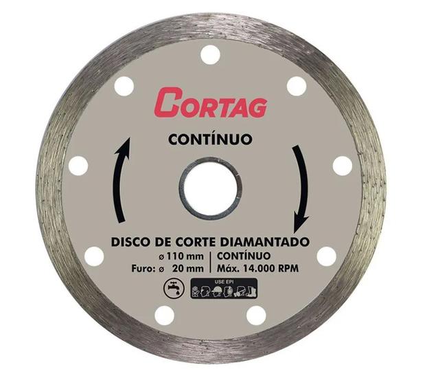 Disco Corte Diamantado 110mm Contínuo (Liso) 60697 Cortag - Disco de ...