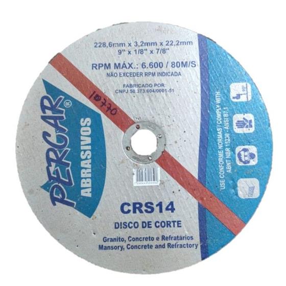 Disco Corte Refratarios CRS14 9"x1/8"x7/8" Percar 7 Unidades - Disco de ...