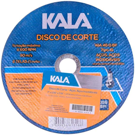 Disco de corte kala 10 unidades 2 telas 7 pol. 178mm x 1,6mm x 22,23mm ...