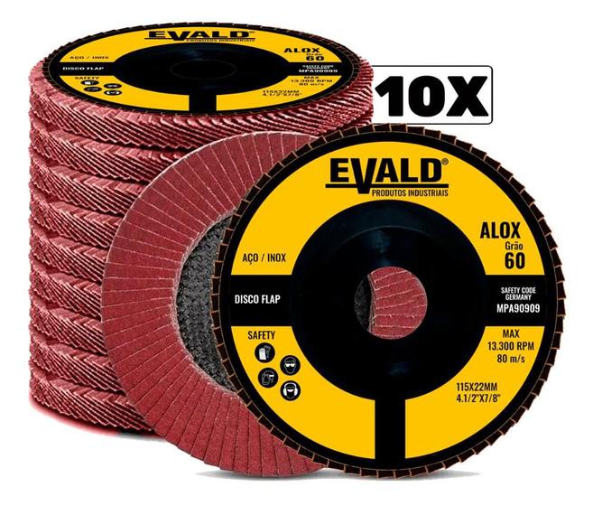 Disco de Lixa Flap 4.1/2 POL 115 MM Aço Inox Grão 60 Oxido de Alumínio ...