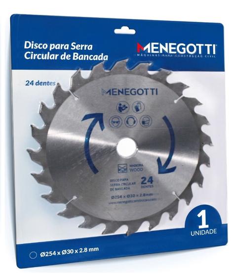 Disco para serra circular de bancada 24 dentes Menegotti - Disco de ...