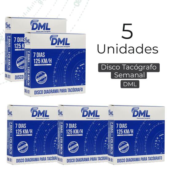 Disco Tacografo semanal 125km 7 dias 5 caixas com 10 - DML - Disco ...