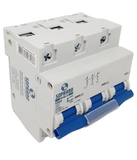 Disjuntor 100A DIN Tripolar 3 Polos Curva C 10KA SOPRANO - Disjuntor Din - Magazine Luiza