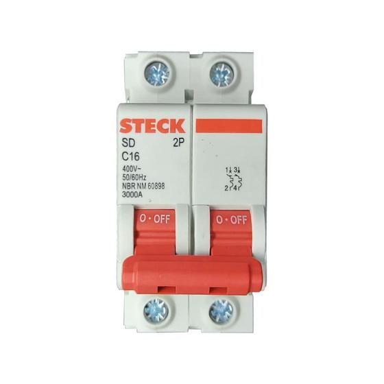 Disjuntor 16A Bipolar Bifásico 2P Din Curva C SDD62C16 - Steck - Disjuntor DR - Magazine Luiza