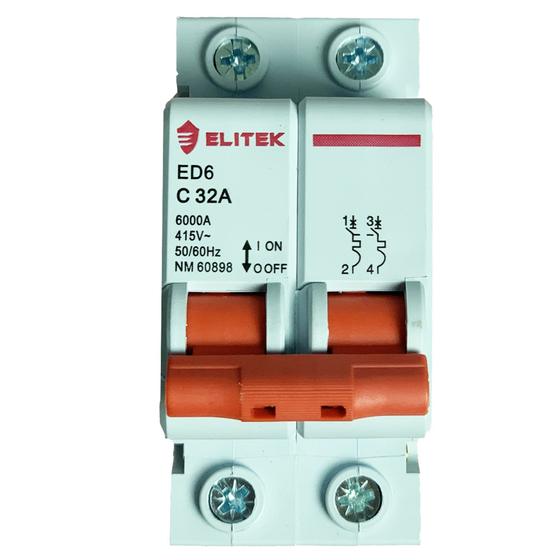 Disjuntor Bipolar 10A, 16A, 20A, 25A, 32A, 40A, 50A, 63A Elitek - Disjuntor Din - Magazine Luiza