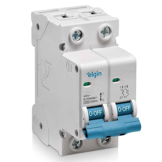 Disjuntor Bipolar 2 Polos Duplo Bifasico Elgin Din Homologado 6a 10a 16a 20a 25a 32a 40a 50a 63a ...