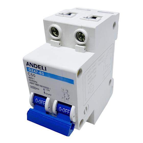 Disjuntor Bipolar 50A - Andeli Dz47-63 - Disjuntor Din - Magazine Luiza