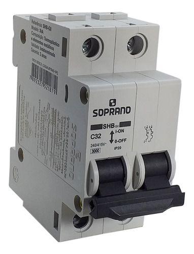 Disjuntor Bipolar Curva C Mini Din 2p 32a 3ka Soprano - Disjuntor Din - Magazine Luiza