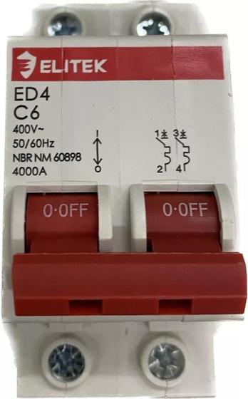 Disjuntor Bipolar Duplo 06a, 10a, 16a,20a, 25a, 32a,40a, 50a, 63a, 70a, 80a, 100a, 125a - ELITEK ...