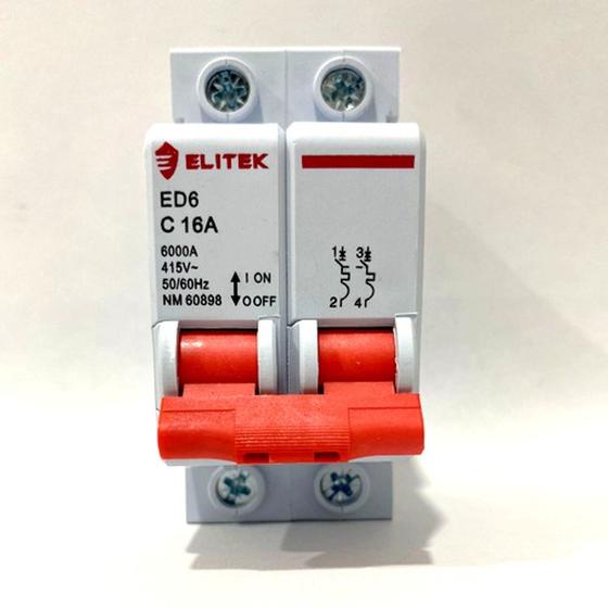 Disjuntor Bipolar Duplo 06a, 10a, 16a,20a, 25a, 32a,40a, 50a, 63a, 70a - ELITEK/JNG - Disjuntor ...
