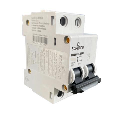 Disjuntor Bipolar Duplo 10a, 16a,20a, 25a, 32a,40a, 50a, 63a, 70a, 80a - Soprano - Disjuntor Din ...