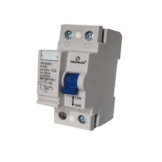 Disjuntor Diferencial Bifasico Residual 63A - DECORLUX - Disjuntor DR ...