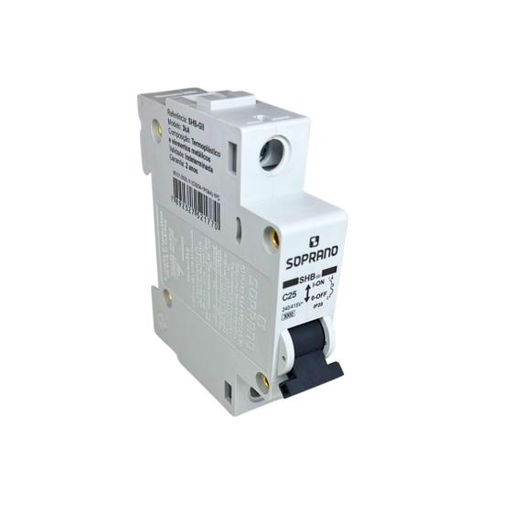 Disjuntor DIN Monofásico 25A Curva C - Soprano - Disjuntor Din - Magazine Luiza