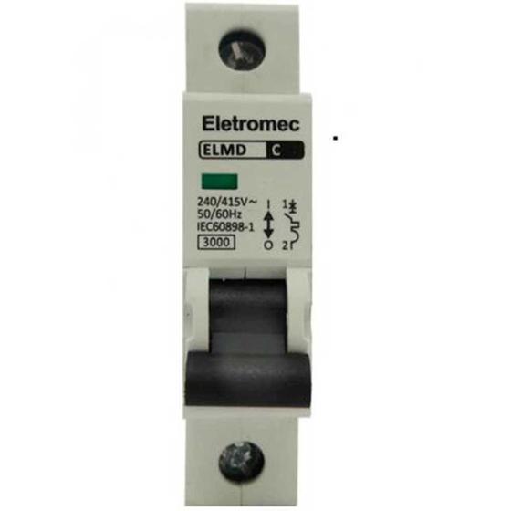 Disjuntor Din Monofasico Curva-C 20A 3KA Eletromec - Disjuntor Din ...