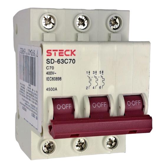 Disjuntor Din Steck Tripolar 70A Amperes Curva C - Disjuntor Caixa Moldada - Magazine Luiza