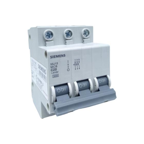 Disjuntor Din trifAsico 5SJ1 Curva - C 20A 5SJ1320-7MB - Siemens - Disjuntor Din - Magazine Luiza