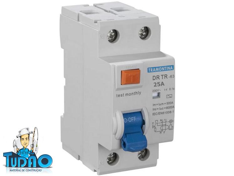 Disjuntor DR Mono+Terra 25a 2P 30ma 6ka Tramontina - Disjuntor DR ...