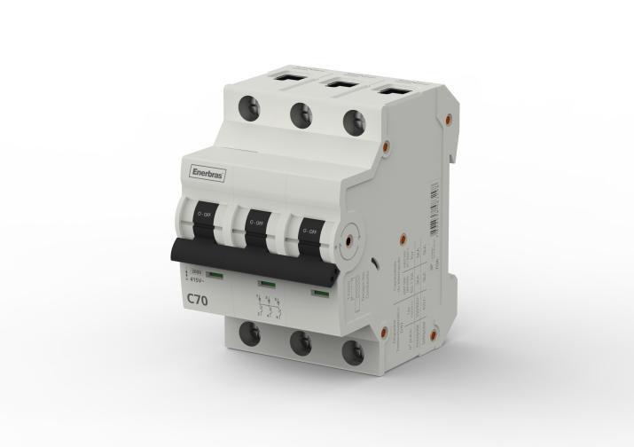 Disjuntor Enerbras Curva C Termomagnéticos Tripolar Trifásico 70A - Disjuntor Din - Magazine Luiza
