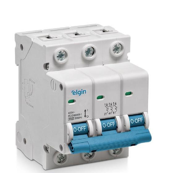Disjuntor Mini Termomagnético Elgin Tripolar 3 Polos 70A Curve C 3KA ...