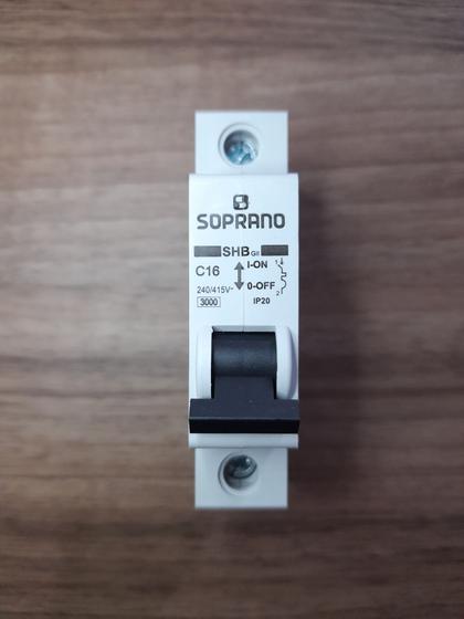 Disjuntor Monopolar 1P 16A 3KA CURVA C SHI GII-C016A - Soprano - Disjuntor Din - Magazine Luiza