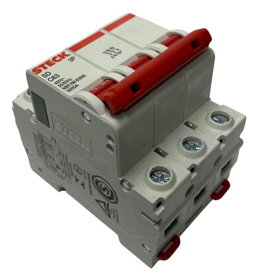 Disjuntor Steck Tripolar Triplo Curva C 10a, 16a, 20a, 25a, 32a, 40a, 50a, 63a - Disjuntor Din ...