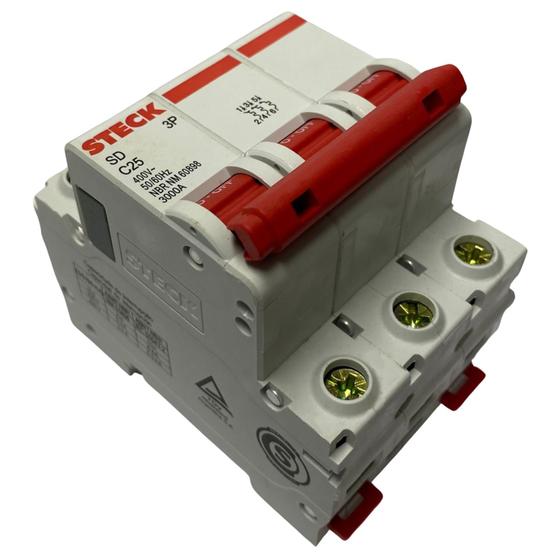 Disjuntor Steck Tripolar Triplo Curva C 10a, 16a, 20a, 25a, 32a, 40a, 50a, 63a - Disjuntor Din ...