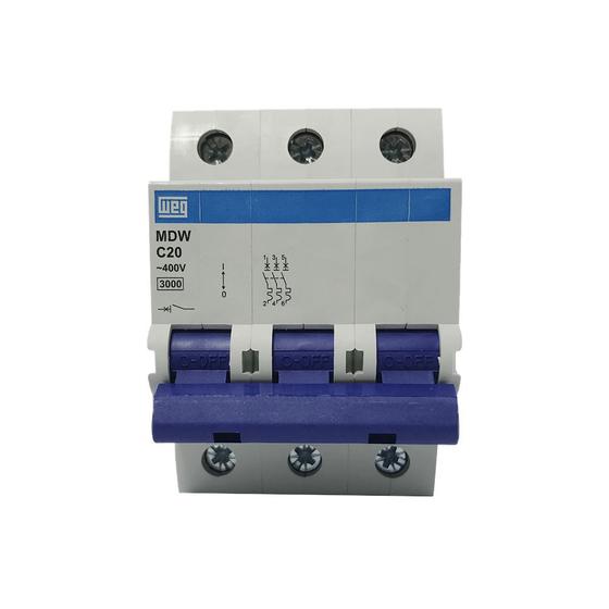 Disjuntor termomagnetico mini mdw-c 20a tripolar - cod 10076425 - WEG - Disjuntor Din - Magazine ...