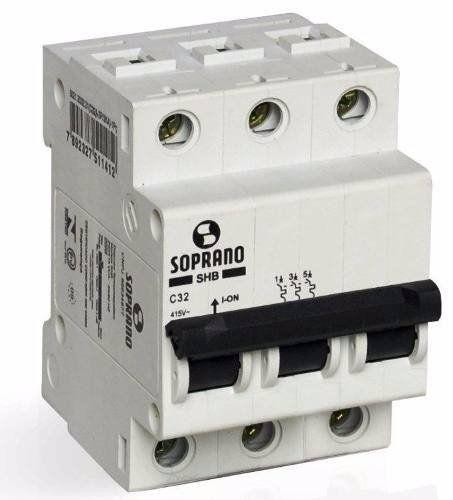 Disjuntor Trifásico Curva C 50A 3kA Soprano - Disjuntor Din - Magazine Luiza