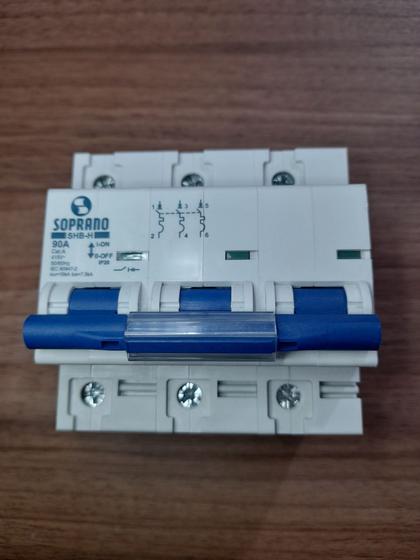 Disjuntor Tripolar 3P 90A 10KA CURVA C SHB3 GII-C090A - Soprano - Disjuntor Caixa Moldada ...
