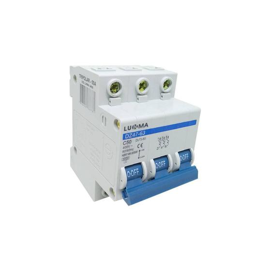 Disjuntor Tripolar 50A Curva C Din Mini Lukma Inmetro - Disjuntor Din - Magazine Luiza