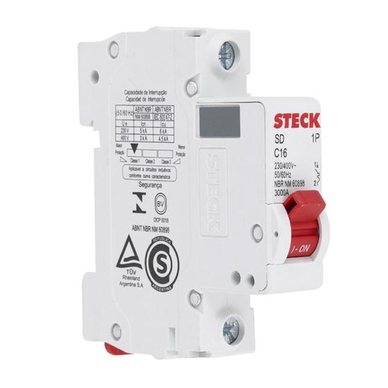Disjuntor Unipolar 1p Sd Din Curva C 16A Steck - Disjuntor DR - Magazine Luiza