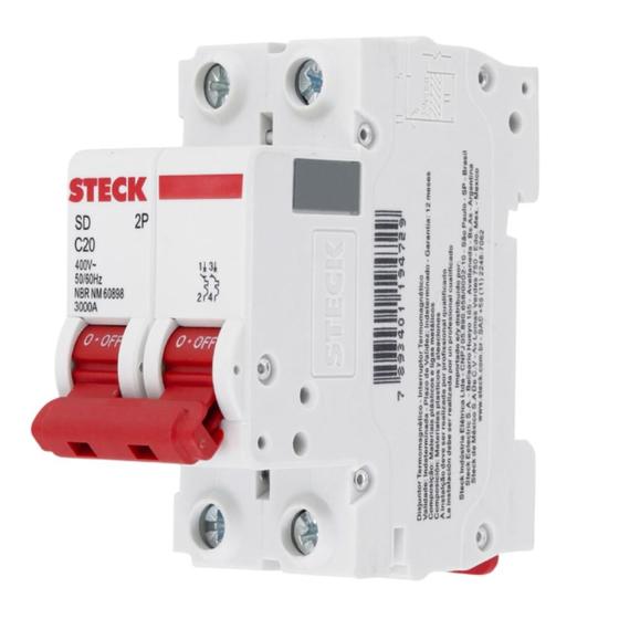 Disjuntores Mini Din Bipolar Duplo Bifásico Para 2 Fases Curva C Inmetro De 6A Até 63 Amperes ...