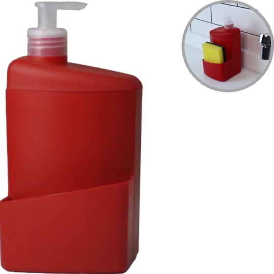 Dispenser Porta Detergente e Esponja Organizador Cozinha 700ml Vermelho ...