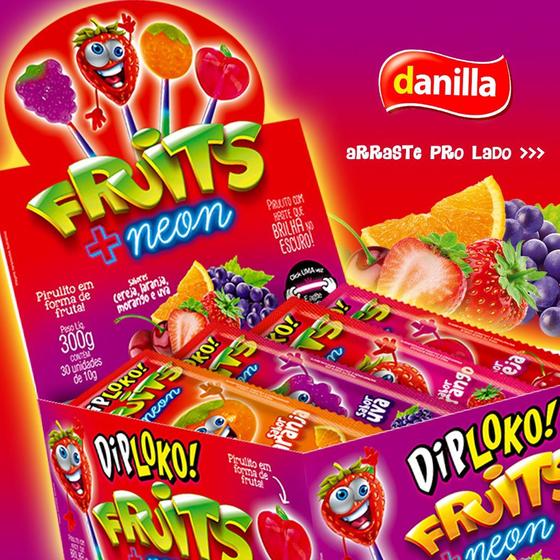 Display Caixa Pirulito Dip Loko Neon Fruits Brilha No Escuro - Danilla ...