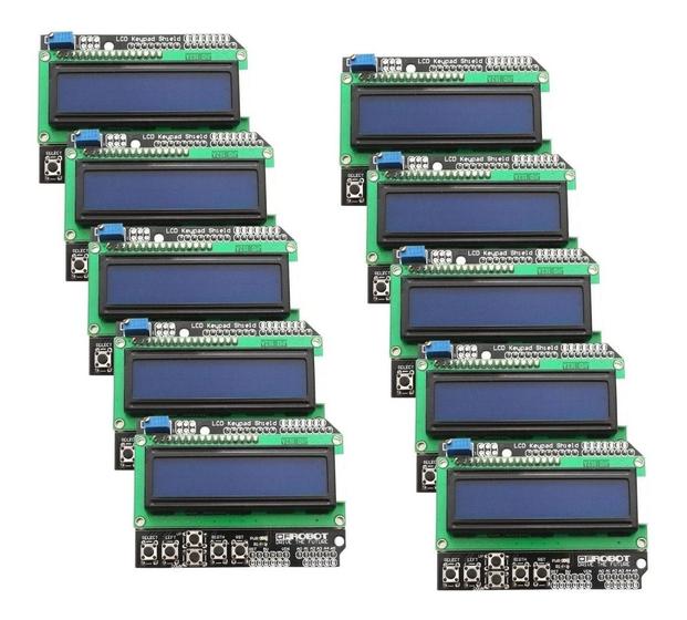 Display Lcd Keypad Shield 16x2 Com Botoes Para Arduino Kit 10 Peças