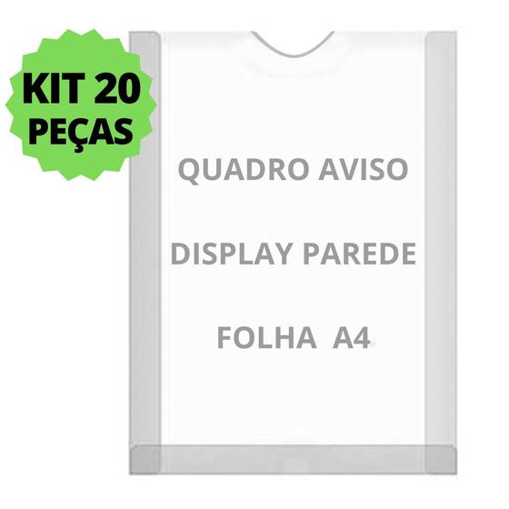 Display Parede Folha A4 Petg Cristal Quadro Aviso Kit 20 pçs - Art ...
