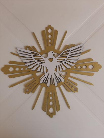 Divino Espírito Santo em MDF dourado e branco 34cm - MIWL ART - Imagem ...