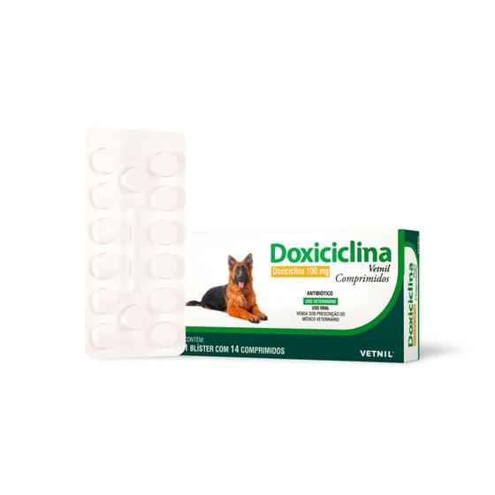 Doxiciclina Vetnil 100 mg 14 Comprimidos Para Cães e Gatos - Vitaminas ...
