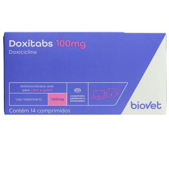 Doxitabs 100mg com 14 Comprimidos para Cães e Gatos Biovet ...