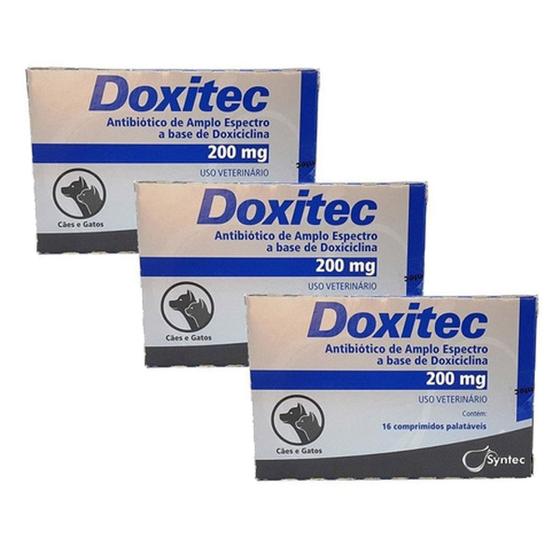 Doxitec 200mg 16 Comprimidos Kit 3 Cx Syntec Cães E Gatos - Farmácia ...