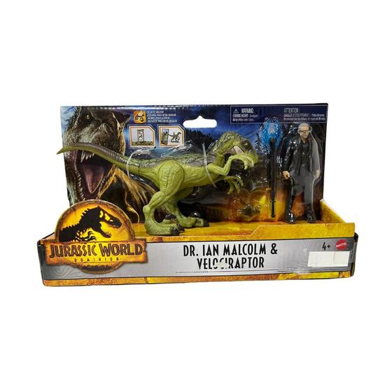 Dr. Ian Malcolm E Velociraptor Dinossauro Boneco Filme Jurassic World ...