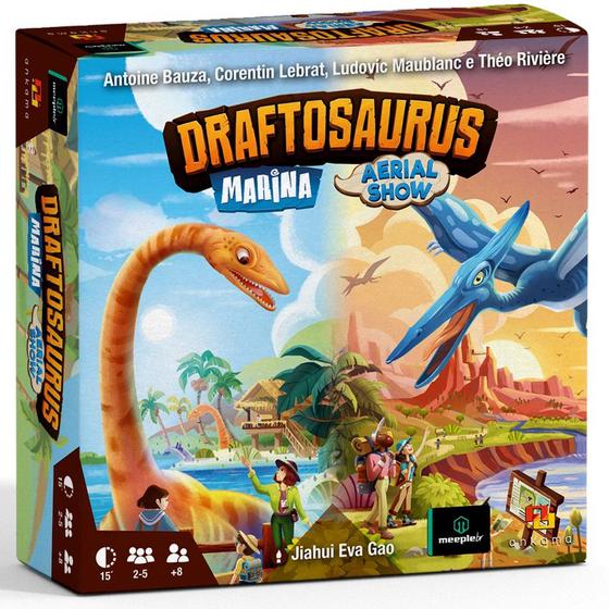 Draftosaurus 2 em 1 - expansões Show Aereo e Marina - jogo de tabuleiro Meeple BR - Jogos de ...