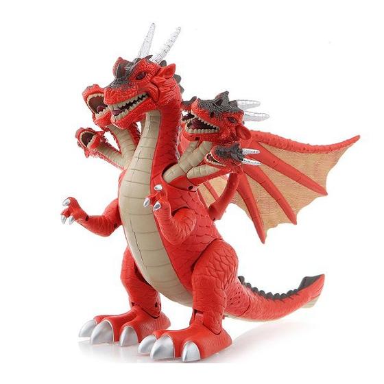 Dragão 30cm Vermelo Com 7 Cabeças Asas Movimento Som E Luz - 99 Toys ...