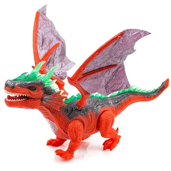Dragão Eletrônico Solta Fumaça Com Movimento Luz E Som Com Asas Toys
